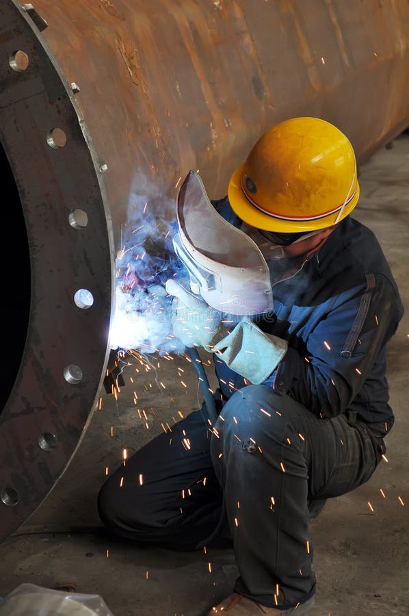 Welders Working on a Pipeline. Stock Photo - Image of seam, production ...