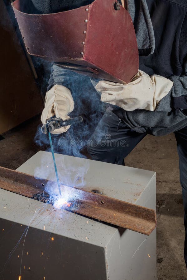 Welder Working Factory Welding the Metal Stock Image - Image of ...