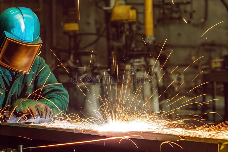 Welder Working with Metal Parts Welding Process. Stock Illustration ...