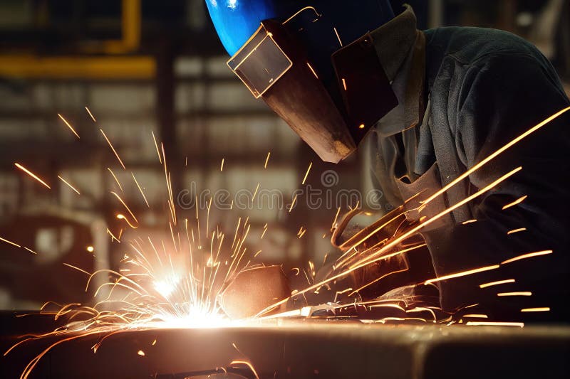 Welder Working with Metal Parts Welding Process. Stock Illustration ...