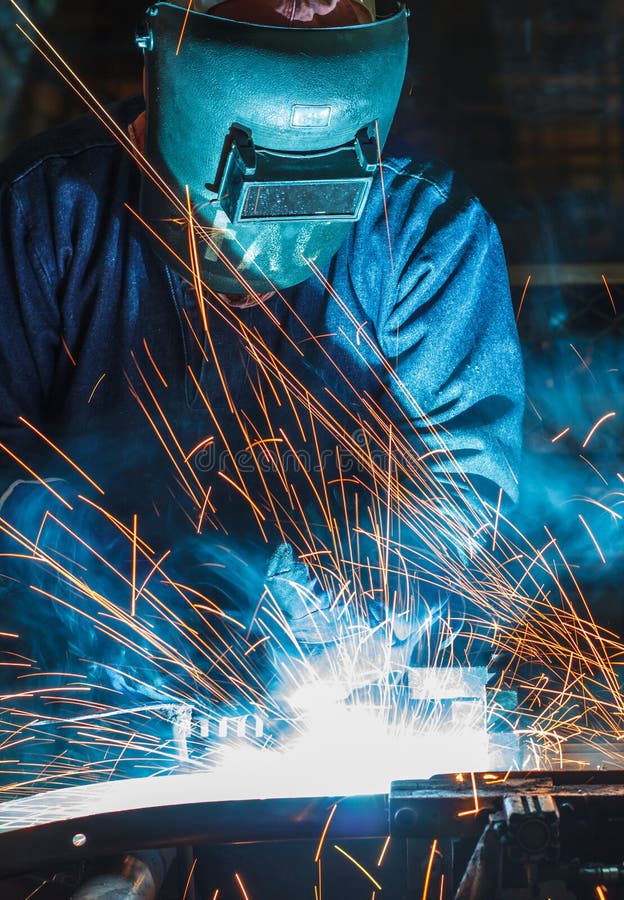 Welder working steel stock photo. Image of improvisation - 55109774