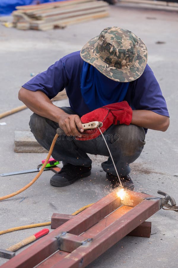 Welder Working a Welding Metal. Stock Photo - Image of fumes, repairing ...