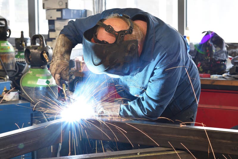 Welder Works in Metal Construction - Construction and Processing Stock ...