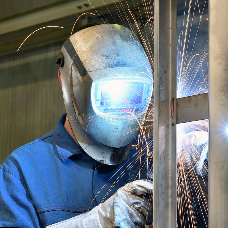 Welder Works in Metal Construction - Construction and Processing Stock ...