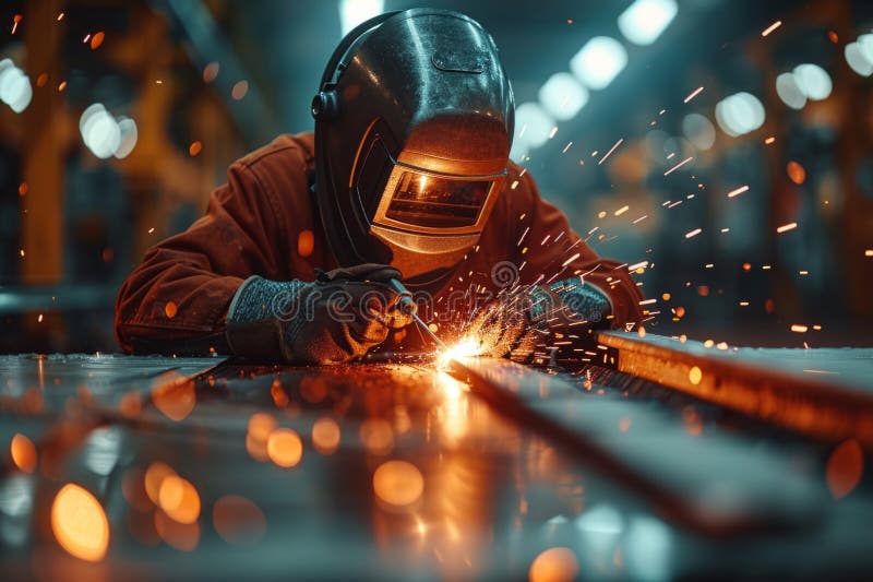 A Welder in Workshop, Showing Craftsmanship and Precision in Metalwork ...