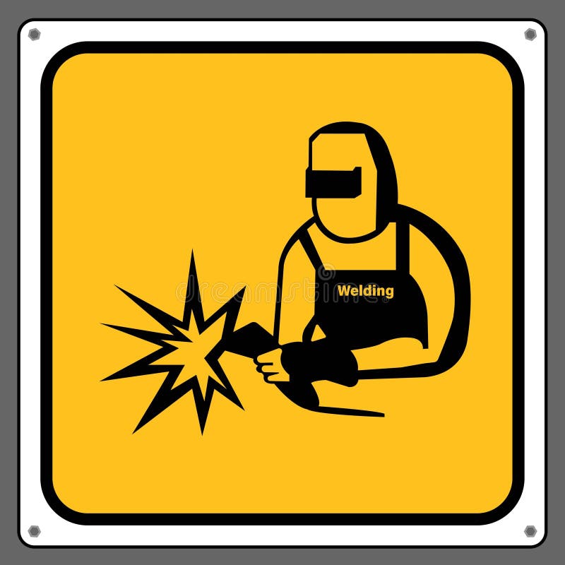 Welding Area, Warning Sign, Welding Protection Device.label Caution ...