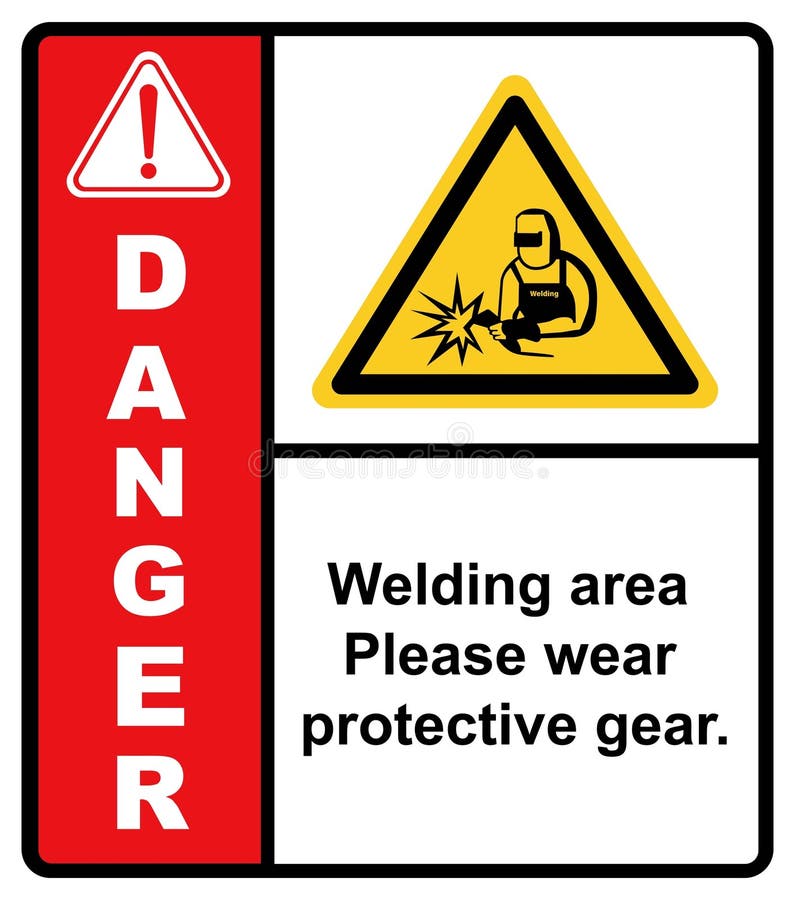 Welding Area, Warning Sign, Welding Protection Device.label Danger ...