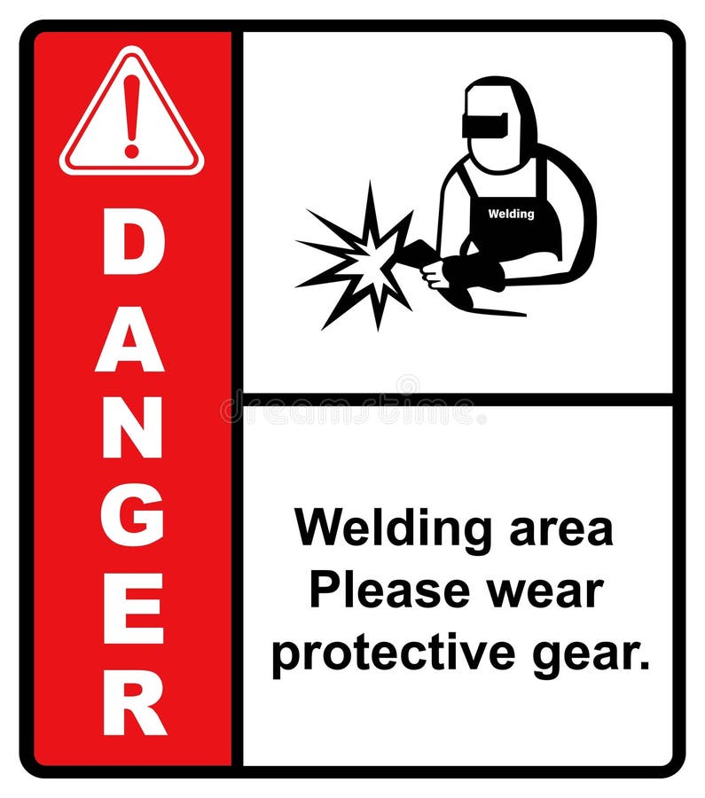 Welding Area, Warning Sign, Welding Protection Device.label Danger ...
