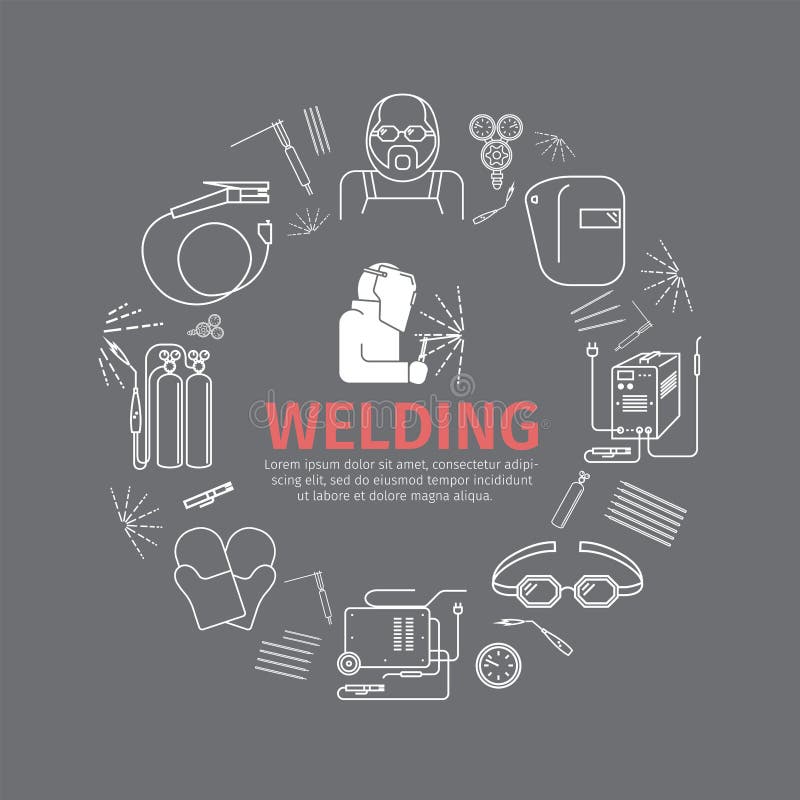 Welding Banner. Line Icons Set. Vector Signs for Web Graphics. Stock ...