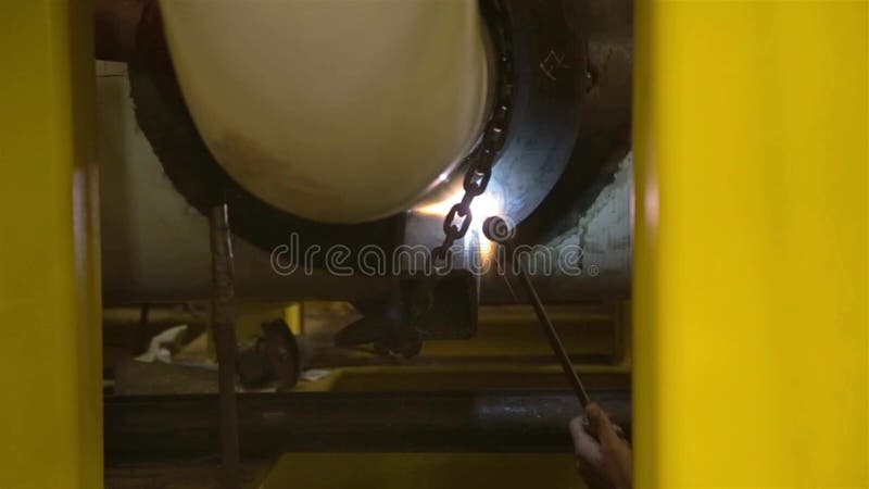 Welding of a Big Pipe - Slider - Left To Right Stock Video - Video of ...