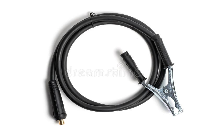 Welding Cable with Ground Terminal on White Background. Isolated Stock ...