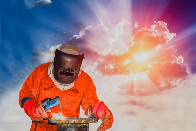 Welding with Cloud Beam on Nature Concept Stock Photo - Image of ...