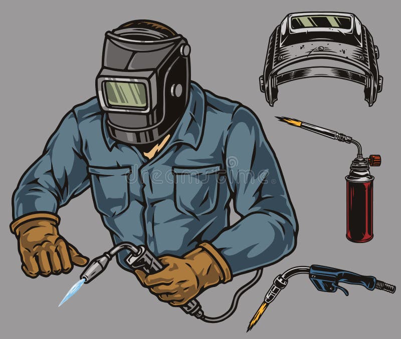 Welder and Tools Elements Design Stock Vector - Illustration of ...