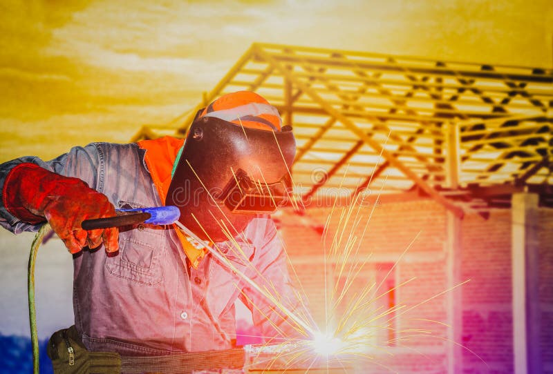 Welding construction site stock image. Image of metal - 177366469