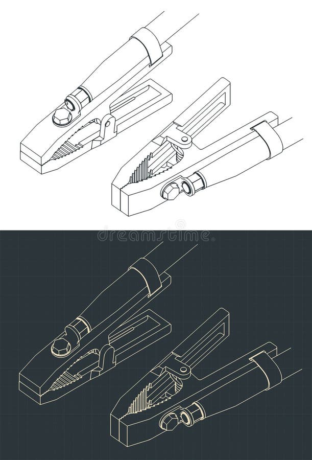C-Clamp Isometric Drawings Mini Set Stock Vector - Illustration of ...