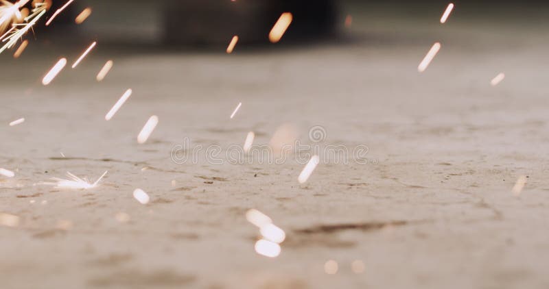 Welding Fire Sparks on the Floor or Ground in an Industrial Welding ...