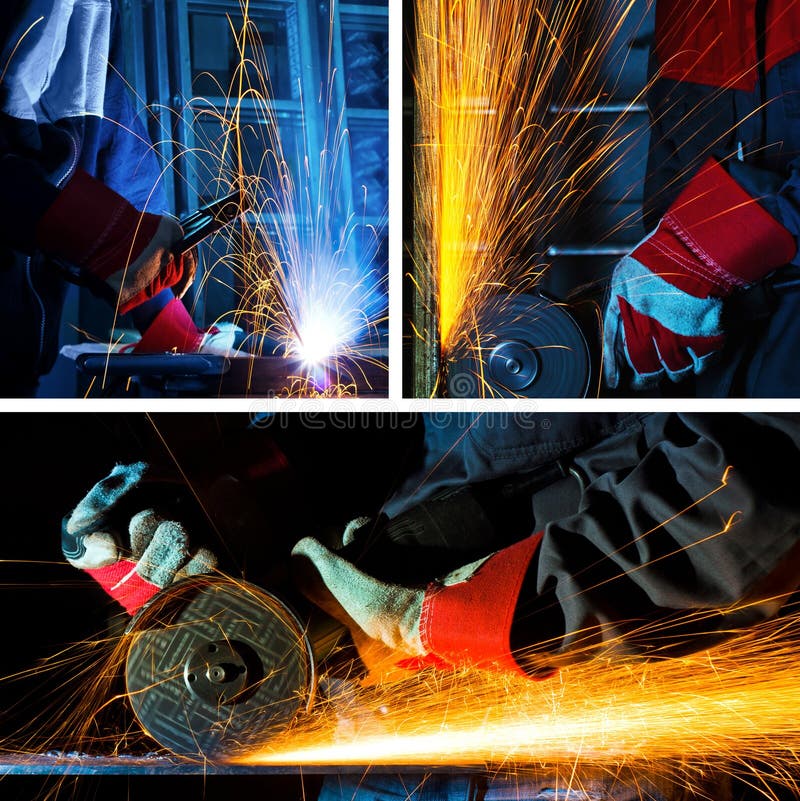 Welding and Grinding Collage Stock Photo - Image of manufacture, fire ...