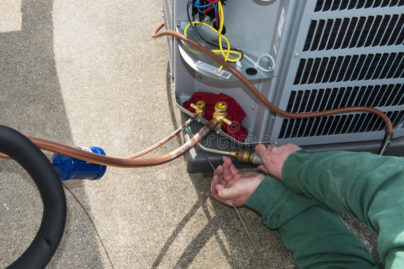 Welding, Install Central Air Conditioner AC Unit Stock Photo - Image of ... Welding, Install Central Air Conditioner AC Unit Stock Photo - Image of ...