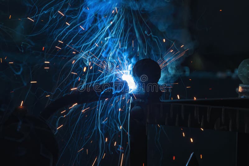 Welding of Iron Structures on the Smithy. Workflow Stock Photo - Image ...