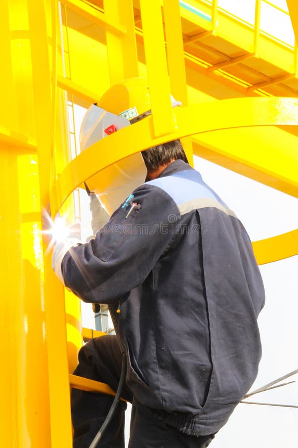 Welding on ladder stock photo. Image of outdoor, crane - 35768242