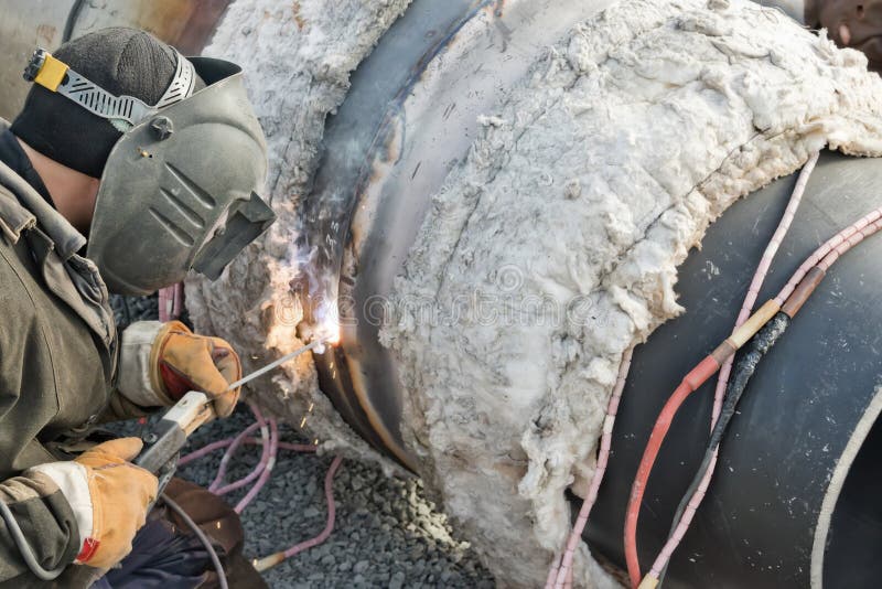Welding of Big-diameter Pipes Stock Image - Image of metalwork, iron ...