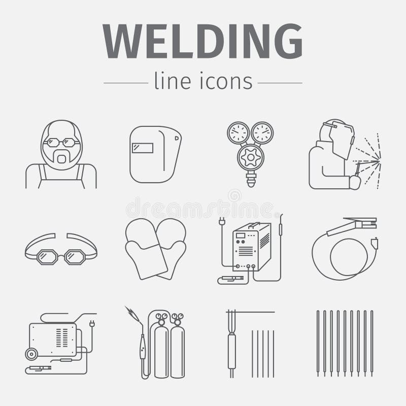 Welding Line Icon Set. Vector Illustration. Stock Vector - Illustration ...