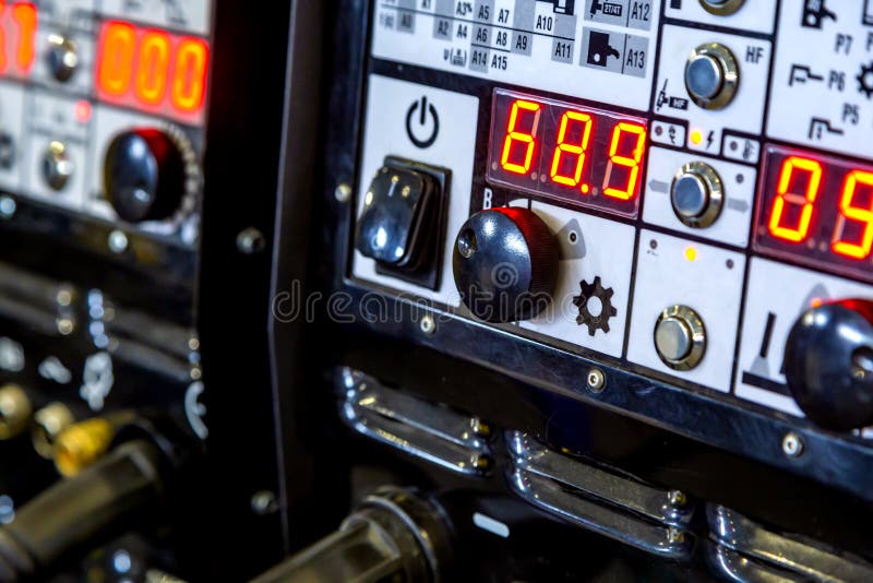 Welding Machine Control Panel, Digital Panel and Control Sensors. Stock ...