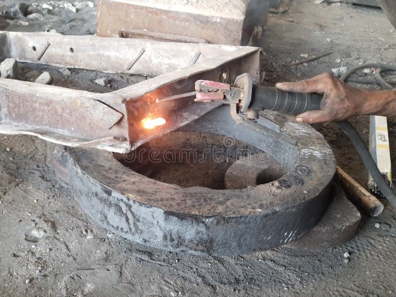 Welding machine in factory stock image. Image of geology - 223144031