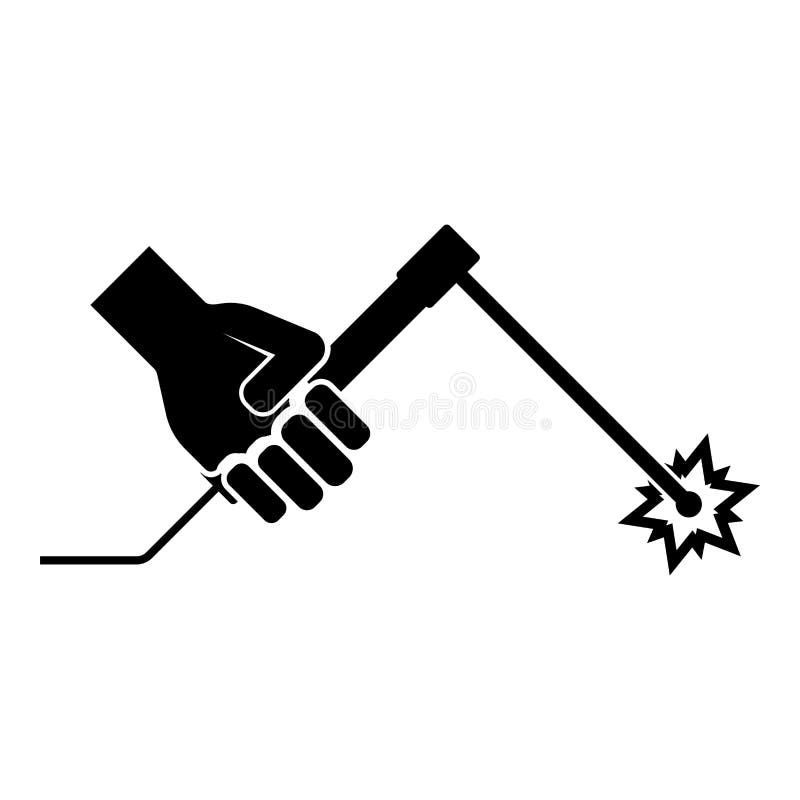 Welding Machine in Hand Torch Welder Icon Black Color Vector ...