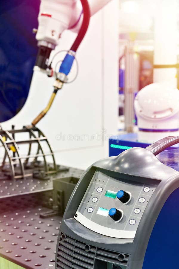 Welding Machine and Robotic Arm Stock Image - Image of modern, control ...