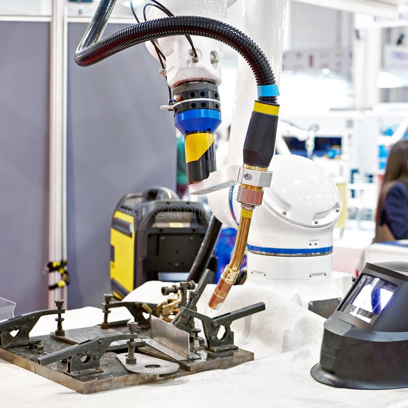 Welding Machine and Robotic Arm Stock Photo - Image of welding, control ...