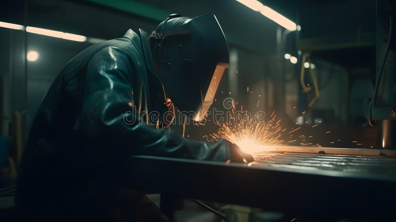 Welding a Metal Car Frame Using a Welding Torch and Safet Three ...