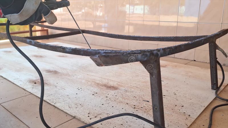 Welding Metal Frame with Bright Sparks in Workshop Stock Video - Video of heavy, process: 405371655