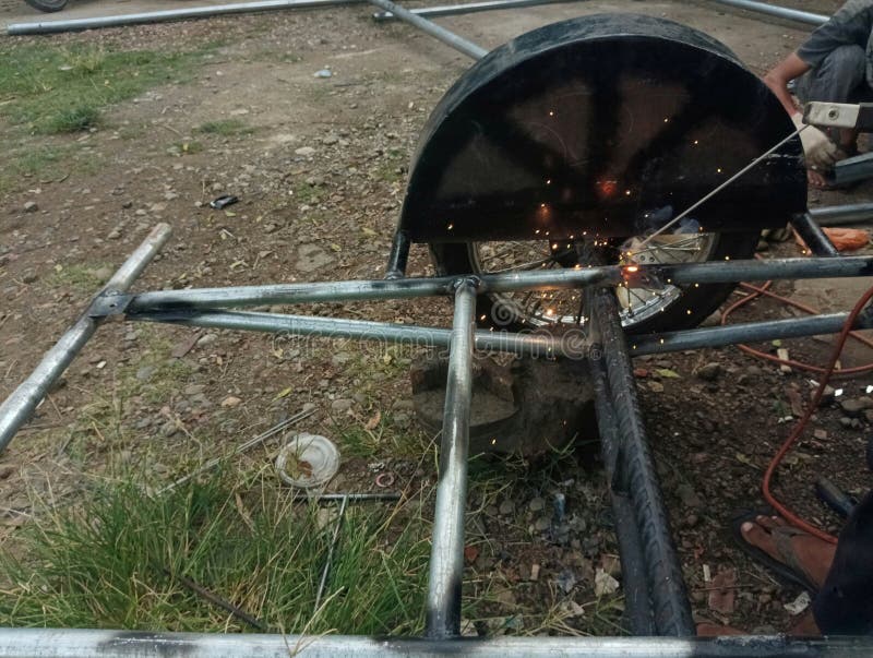 Welding Metal Frame Construction Stock Photo - Image of work, metal ...