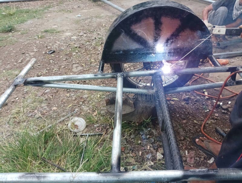 Welding Metal Frame Construction Stock Image - Image of fabrication ...