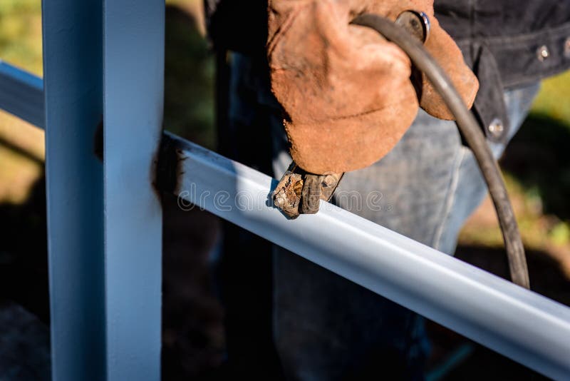 Welding of Metal Pipes for Fence Stock Image - Image of metal, steel ...