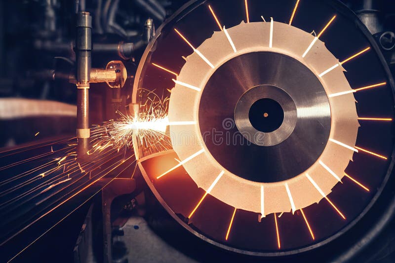 Welding and Metal Processing on a Round Machine in Production. Stock ...