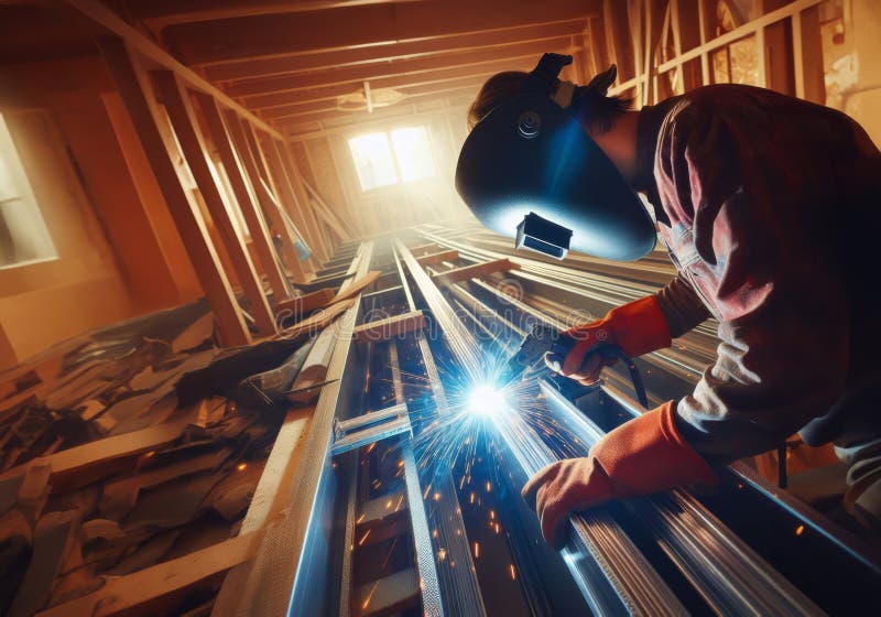 Welding a Metal Profile at the Workplace. Metalwork Stock Illustration ...