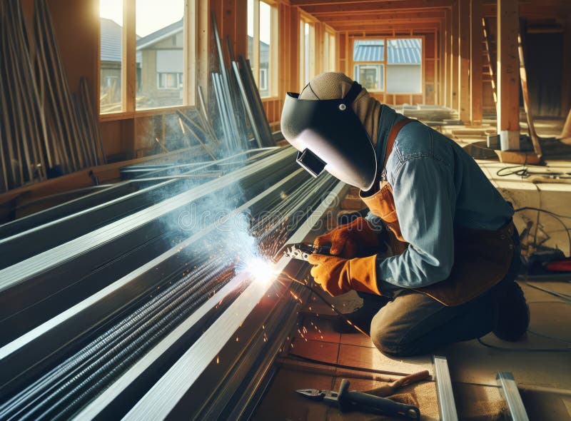 Welding a Metal Profile at the Workplace. Metalwork Stock Illustration ...