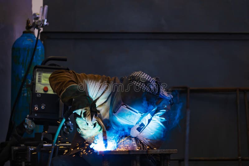 Welding of Metal Structures by Semi-automatic Arc Welding. MIG Welding ...