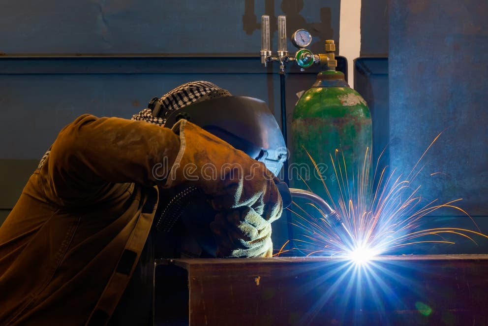 Welding of Metal Structures by Semi-automatic Arc Welding. MIG Welding ...