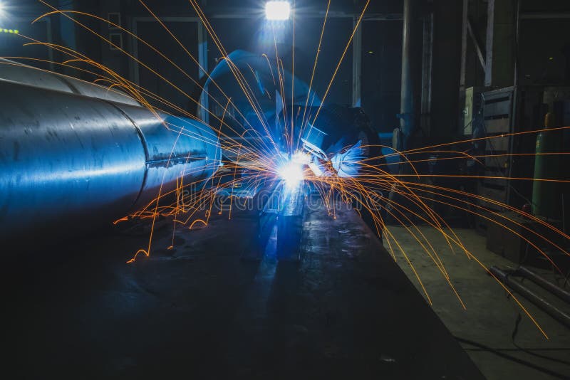 Welding of Metal Structures by Semi-automatic Arc Welding. MIG Welding ...