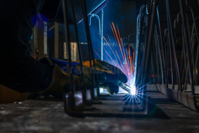 Welding of Metal Structures by Semi-automatic Arc Welding. MIG Welding ...