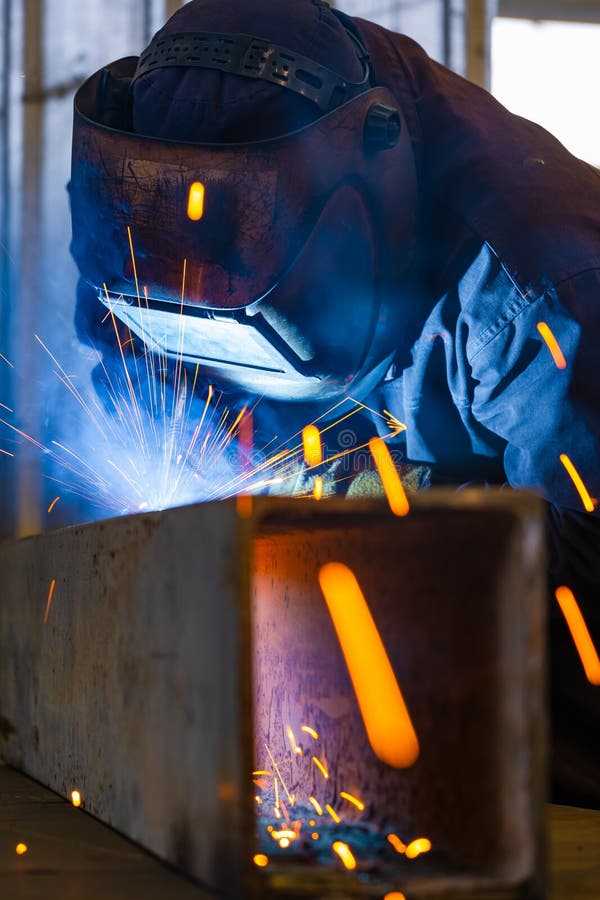 Welding of Metal Structures by Semi-automatic Arc Welding. MIG Welding ...