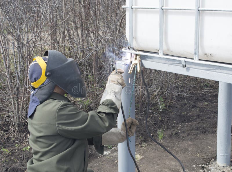 Welding the Metall Construction Stock Image - Image of woker, people ...