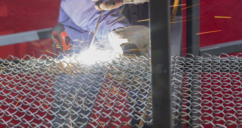 Welding a Net Table with Flash Light Stock Photo - Image of flame ...