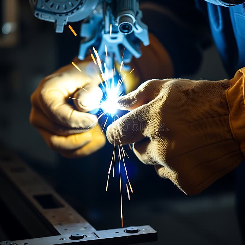 A Welding Operatorâ€™s Hands in Protective Gloves Holding a Welding ...