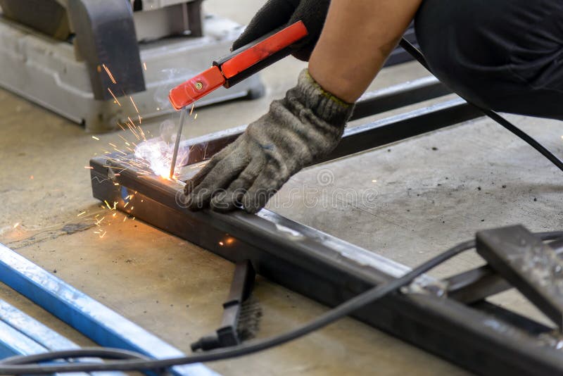 The Welding Operator Welding the Tube Stock Photo - Image of mask, heat ...