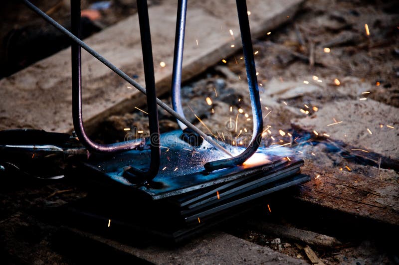 Welding piece of iron stock image. Image of sparkle, skilled - 26601865