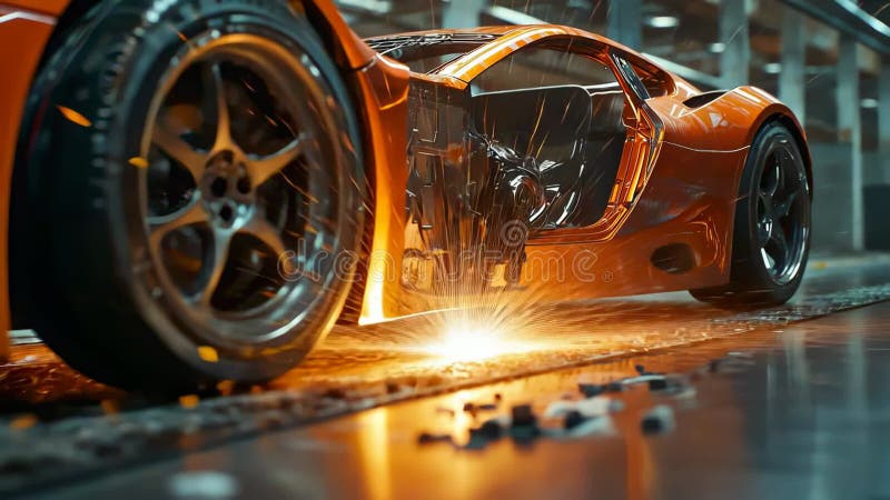 Welding Process on an Automatic Car Assembly Line Showcasing Precision ...